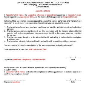 Appointment Letters – Griffin Occupational Health and Safety Solutions